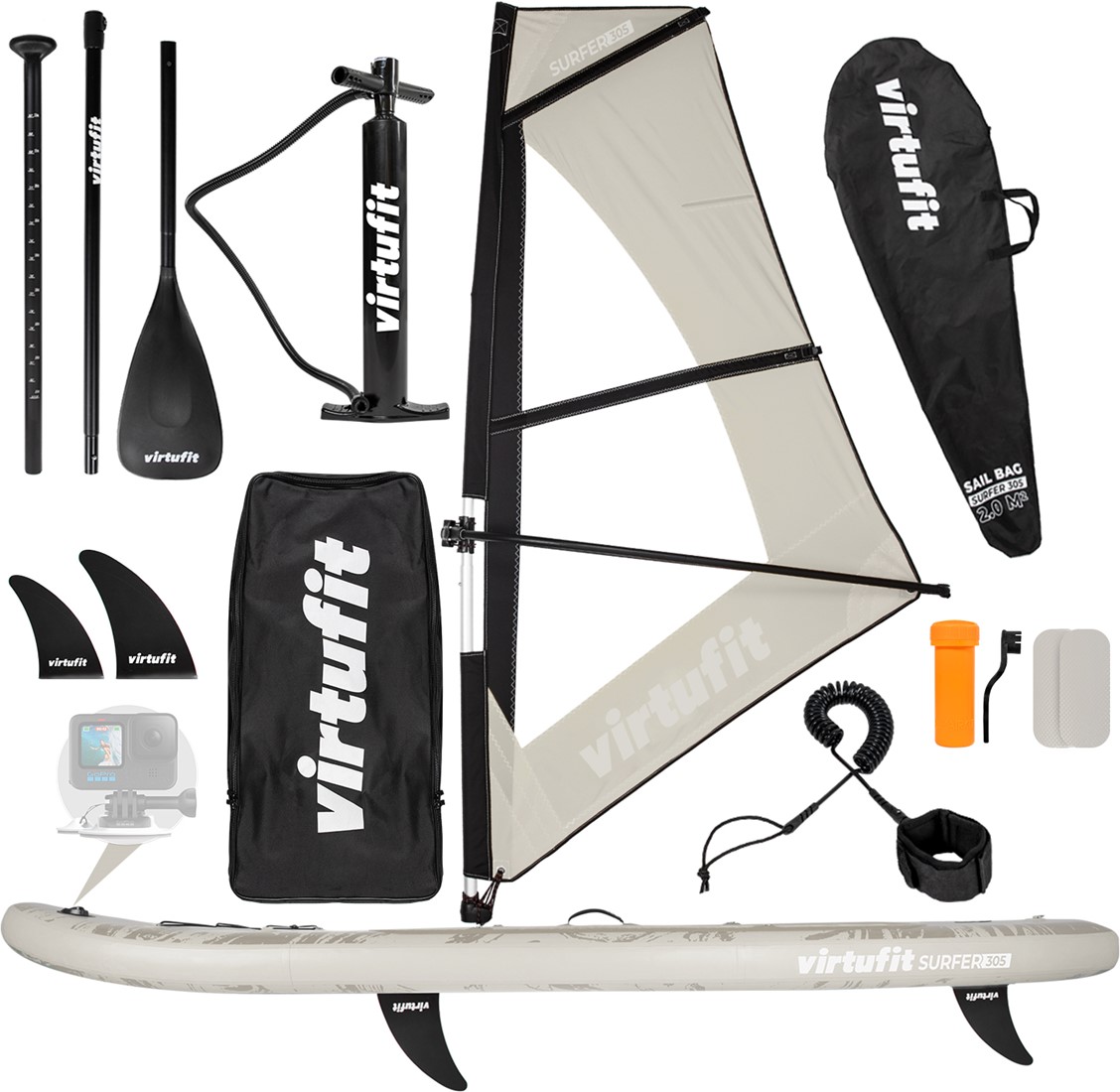 Virtufit Supboard Surfer 305 - Sand Beige - Inclusief Windzeil en ...